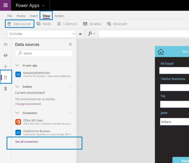 3- PowerApps – Datasource Ekleme | BI CASTLE